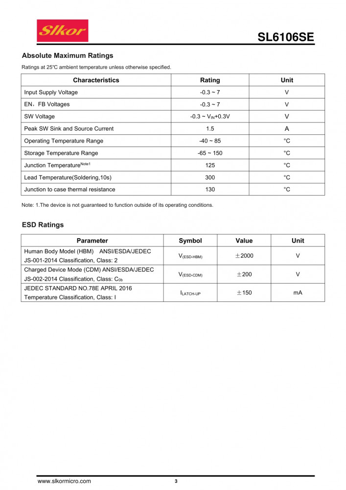 SL6106SE datasheet page 3