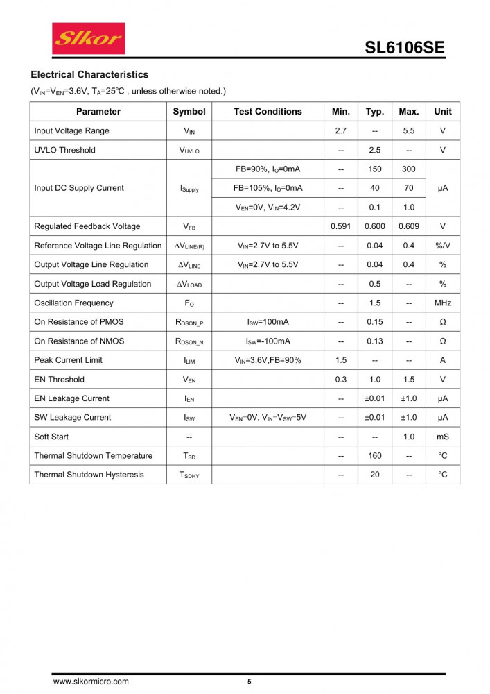 SL6106SE datasheet page 5