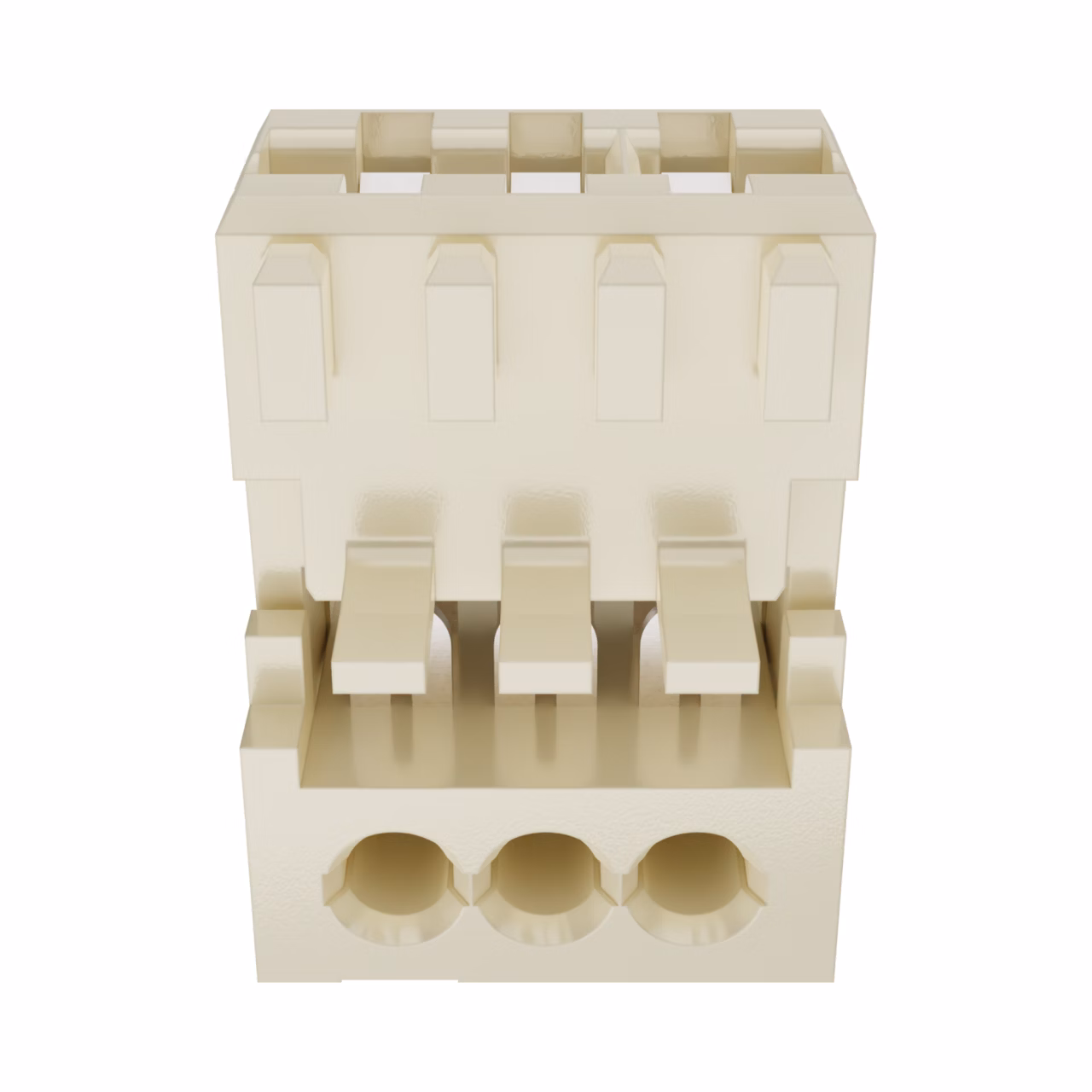 Appli-Mate RAST 2.5 Connector, 2.50mm Pitch, Female, 3 Circuits, No Position Keys Removed, Polarizing Rib Between 2/3, Locking Pips, Slotted Endwalls, Brown Color Stripe, Tin Plating for sale