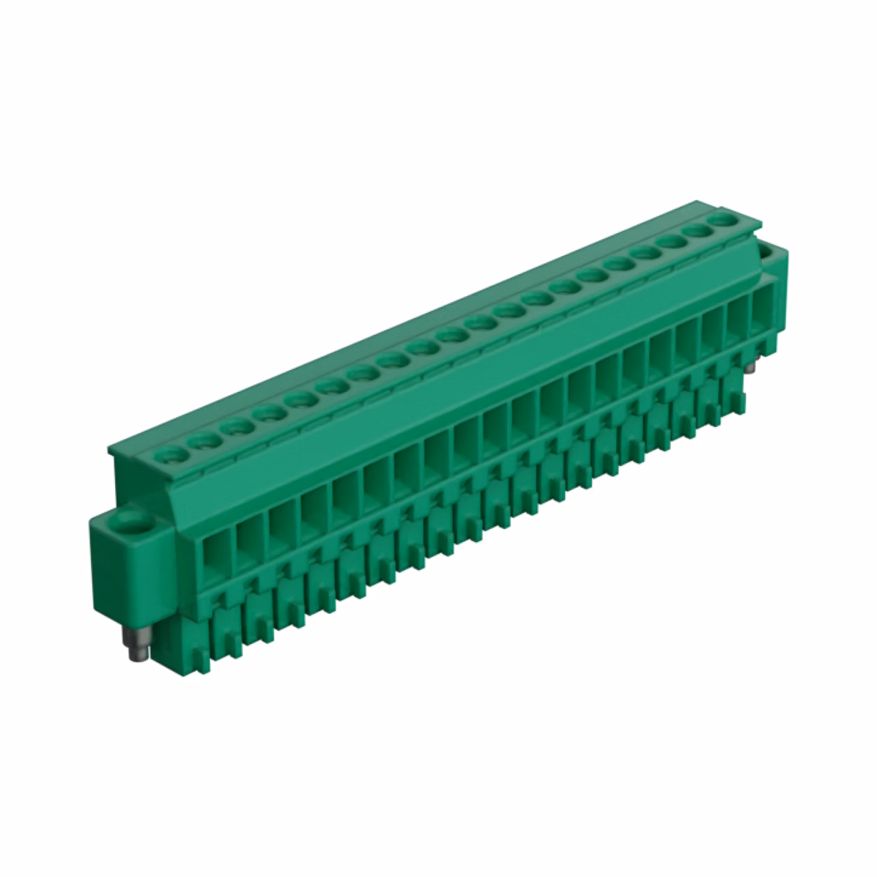 3.50mm Pitch Eurostyle Vertical Plug, with Retention Screws, Front Wire Entry, Green Housing, 20 Circuits for sale