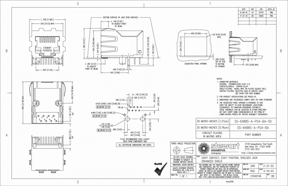 Bel Fuse SS-6488S-A-PG4-BA technical document page 1