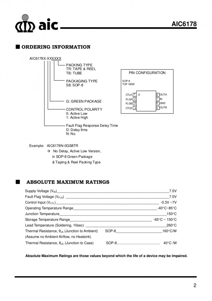 AIC6178D-1GS8TB datasheet page 2