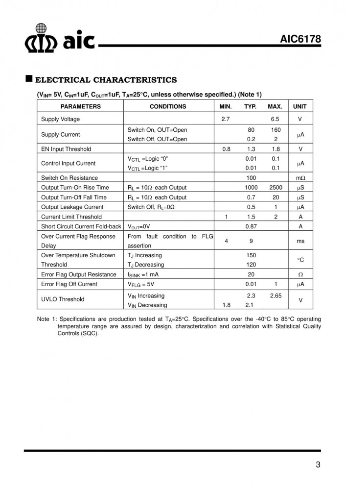 AIC6178D-1GS8TB datasheet page 3