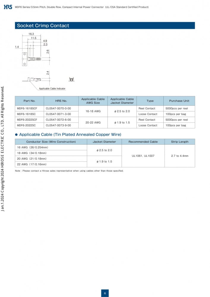 HRS MDF6 datasheet page 6