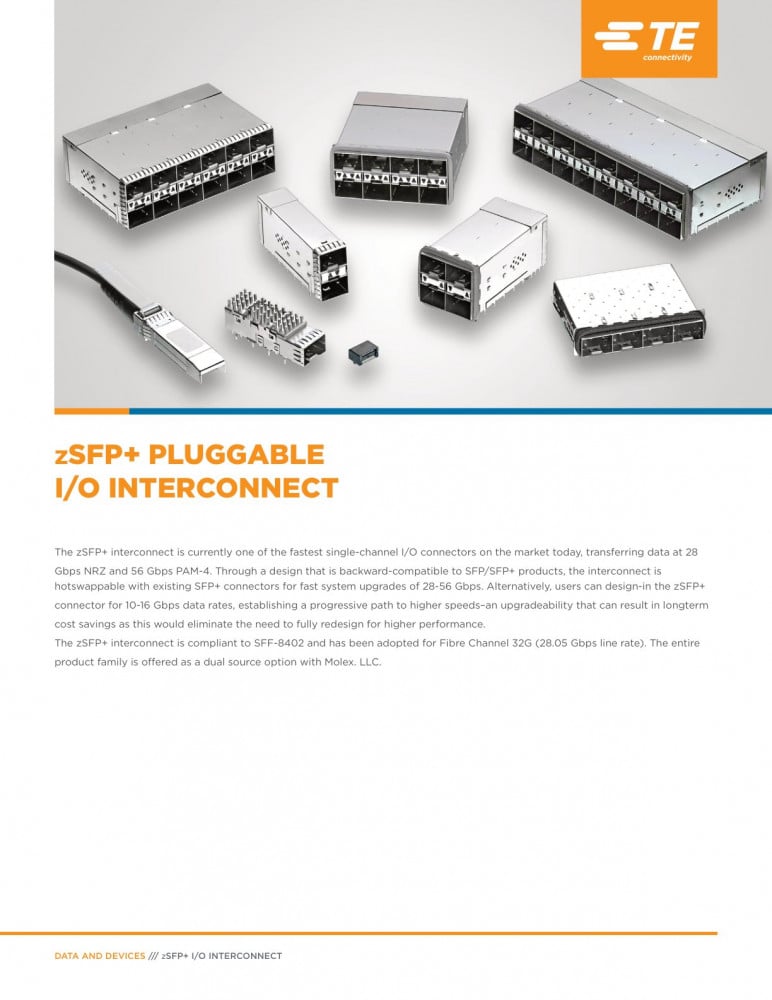 TE zSFP+ brochure page 1