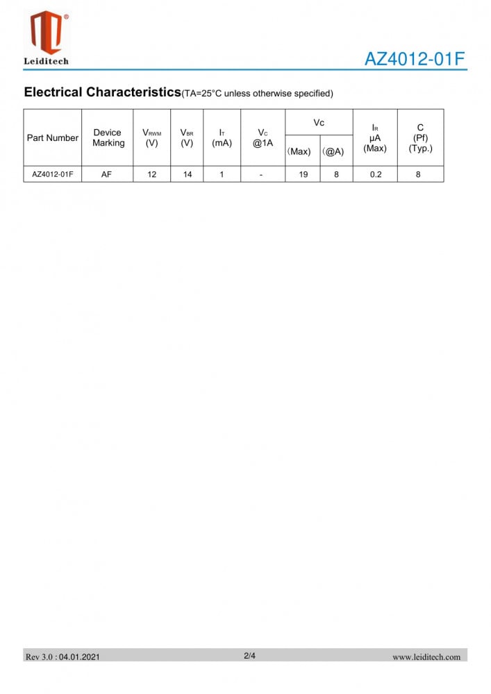 AZ4012-01F datasheet page 2