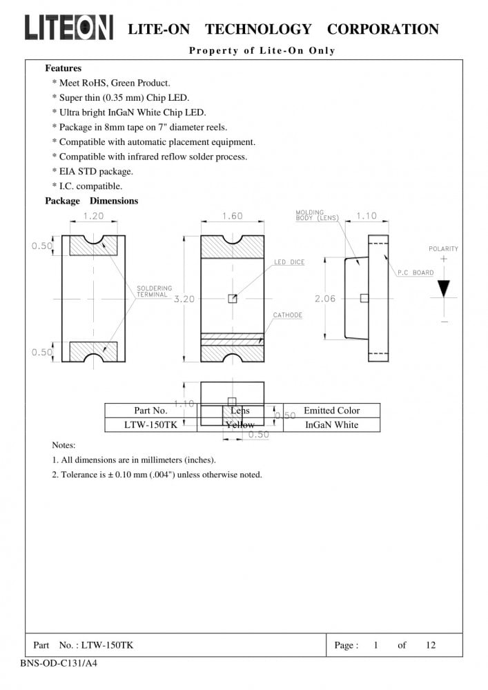 LTW-150TK datasheet page 2