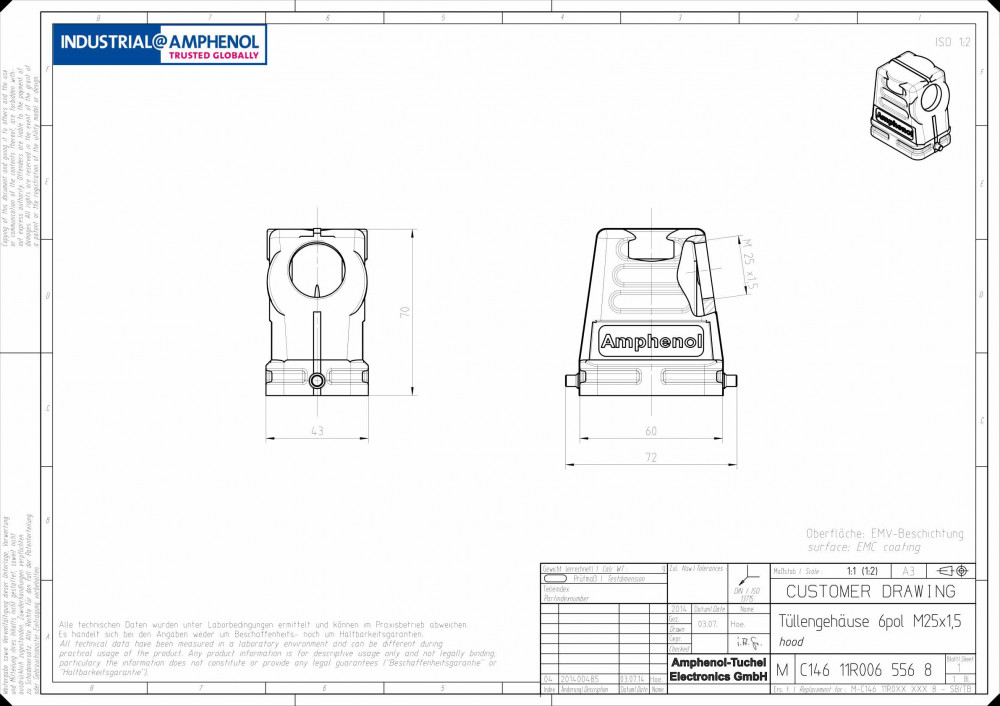 Amphenol C146 11R006 556 8 customer drawing