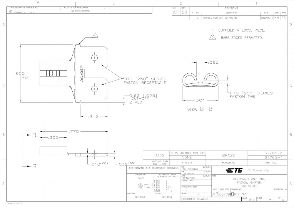 TE Connectivity 8-61765-1 controlled drawing