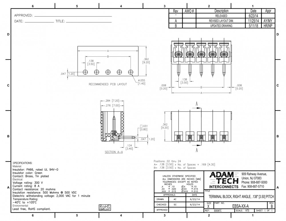 ADAM TECH EBSA-04-A technical drawing preview