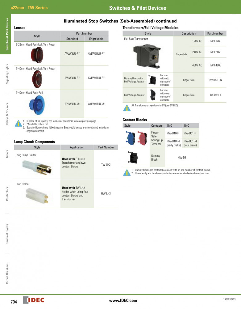 IDEC TW Series documentation page 9