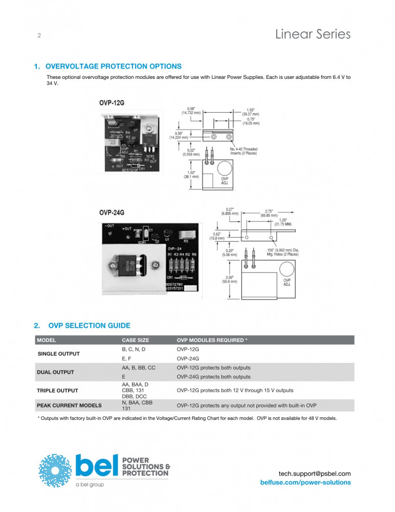 Bel Fuse linear power supply datasheet page 2