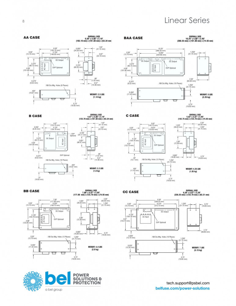 Bel Fuse linear power supply datasheet page 8