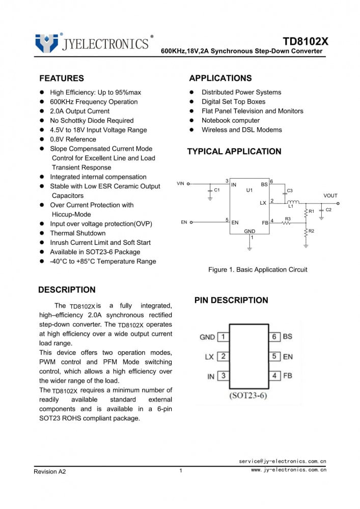 TD8102X datasheet page 1