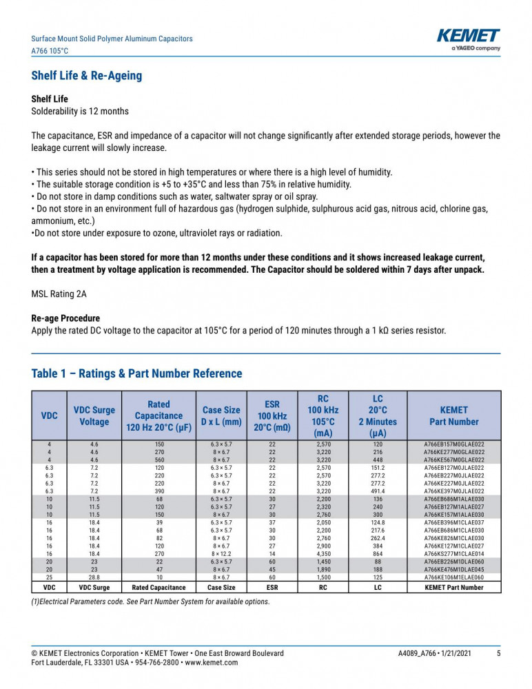 KEMET A766 datasheet page 5