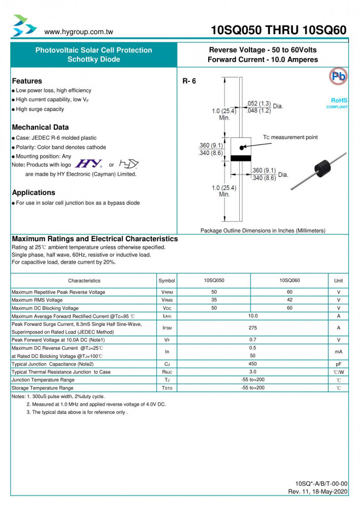 10SQ050 datasheet page 1