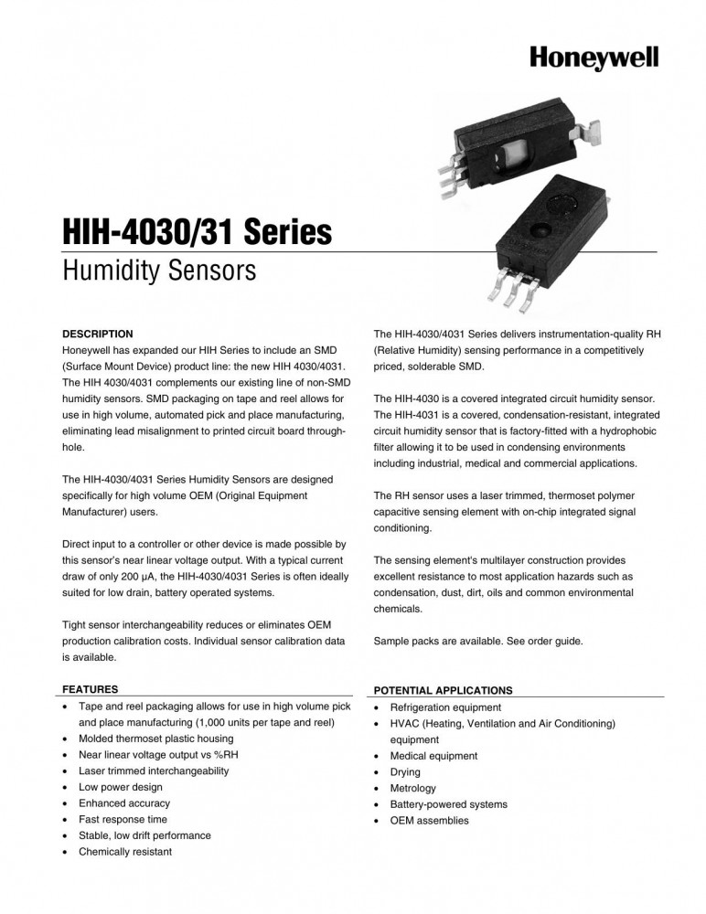HIH-4031-003 datasheet page 1