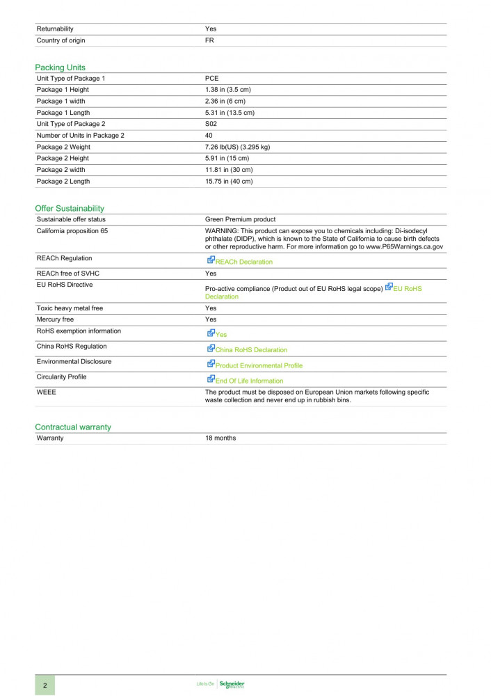 XB4BA922 technical document page 2