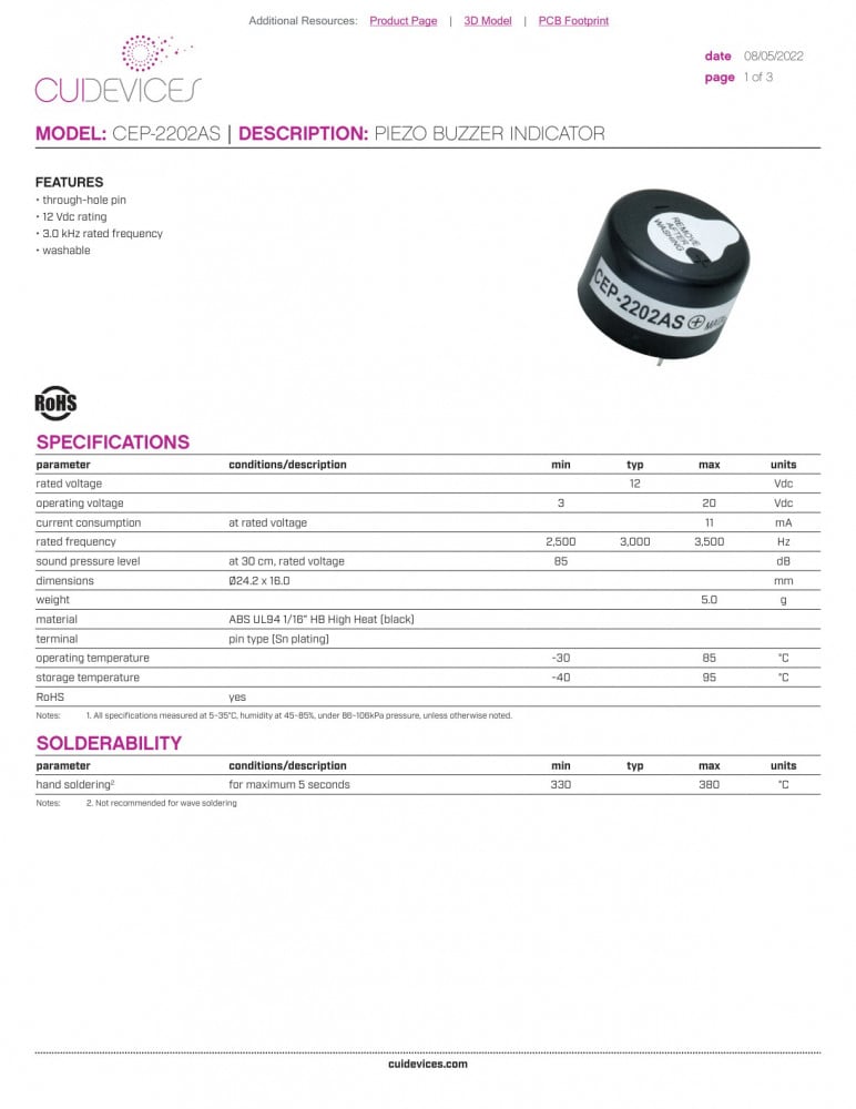 CEP-2202AS datasheet page 1