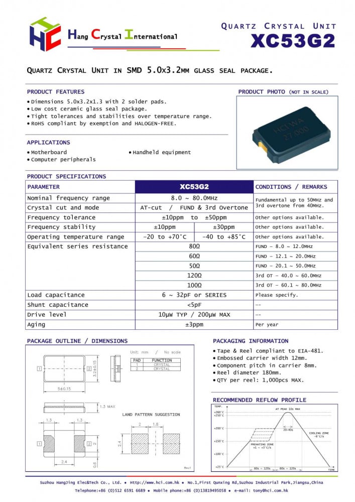HCI XC53G2 technical document page