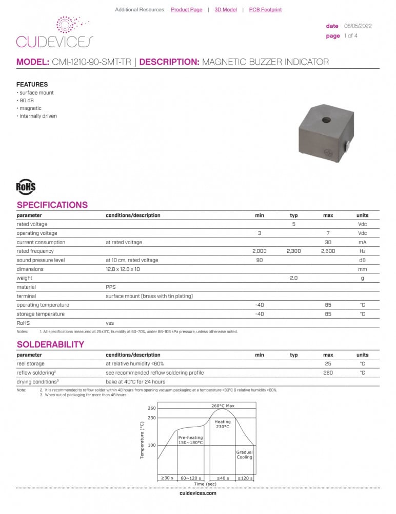 CMI-1210-90-SMT-TR datasheet page 1