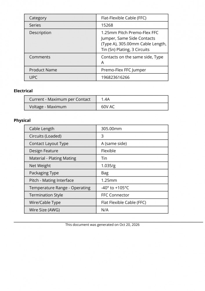MOLEX 15268 FFC product specification page 2