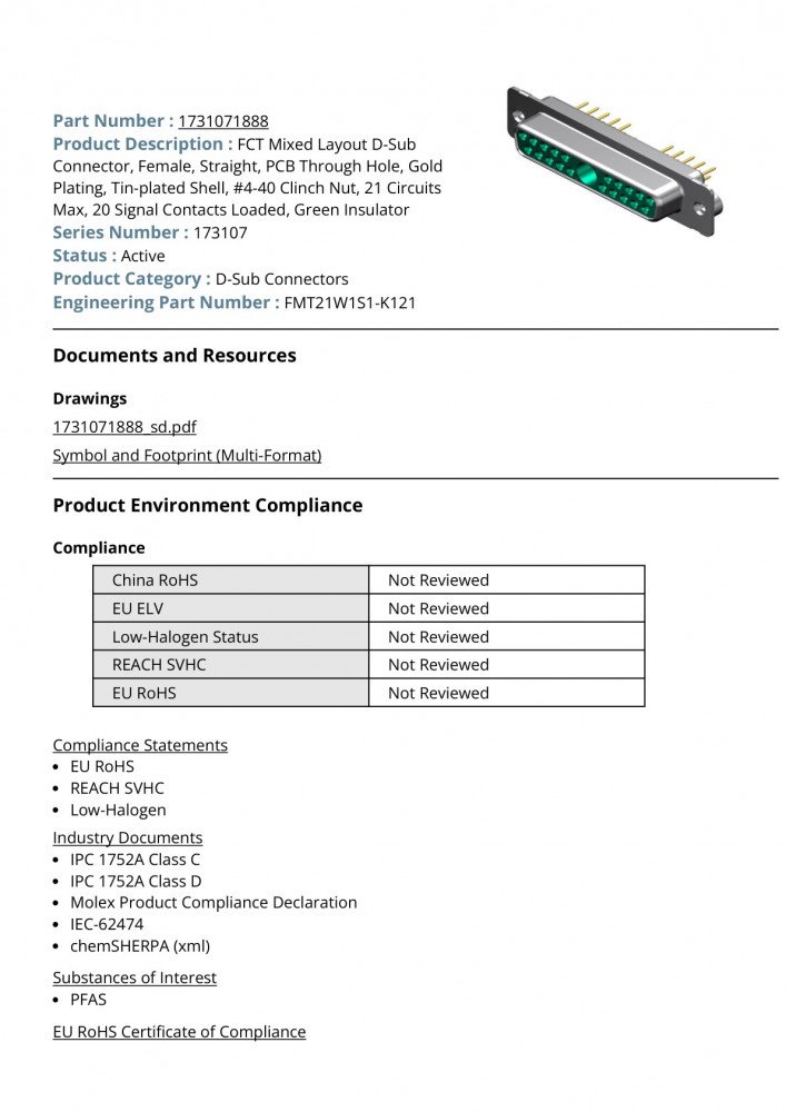 MOLEX 1731071888 technical document page 1