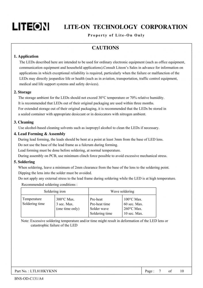 LTL81HKYKNN datasheet page 7