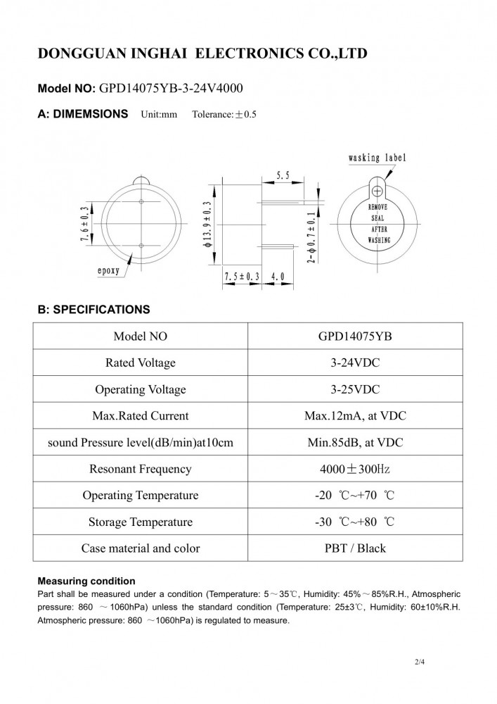 GPD14075YB-3V4000 approval specification page 2