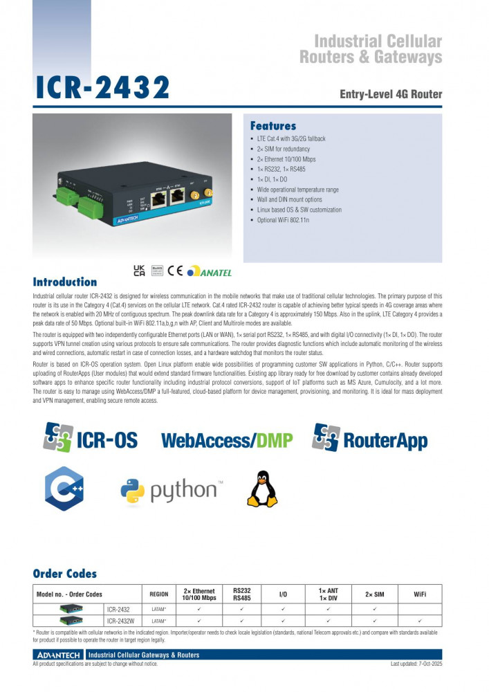 ICR-2432 product document page 1