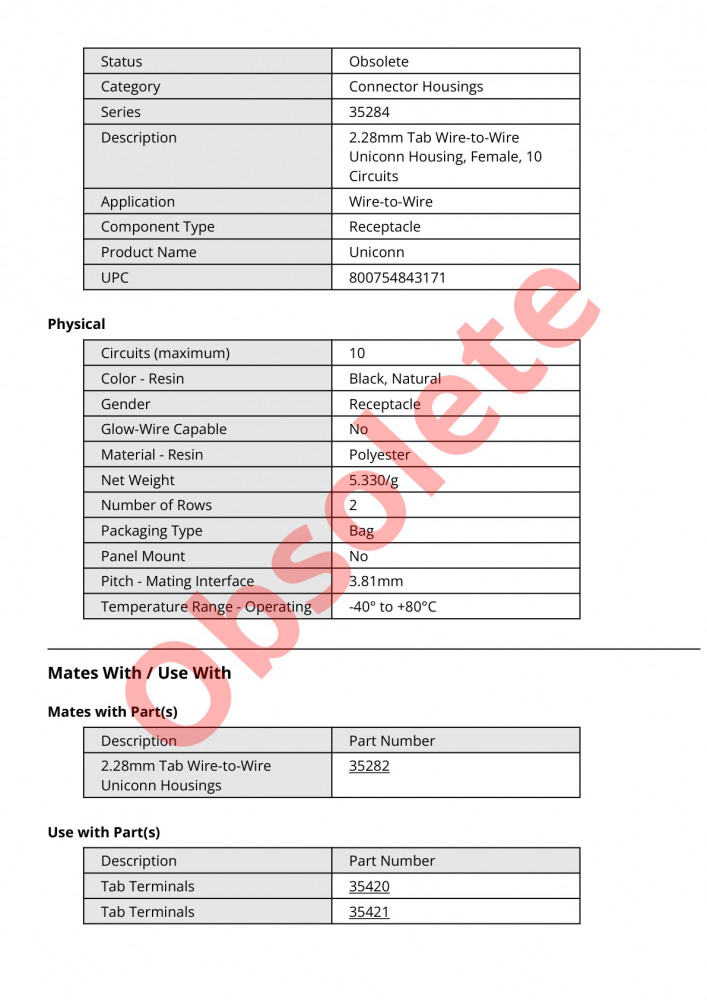 MOLEX 352841010 technical document page 2