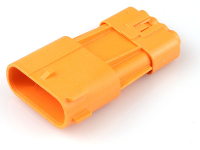 Squba 3.6 Sealed Plug Assembly, 3.60mm Pitch, 2 Circuits, Single Row, Glow-Wire Capable, Key F, Orange, UL1007/UL1061 Compatible