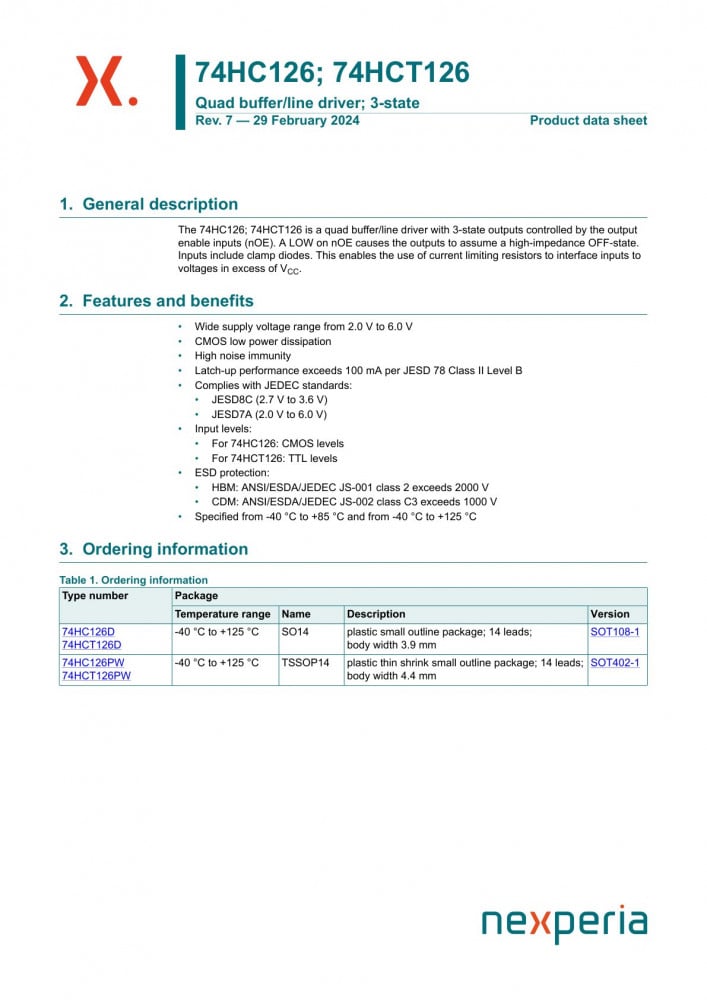 74HCT126PW,118 datasheet page 1