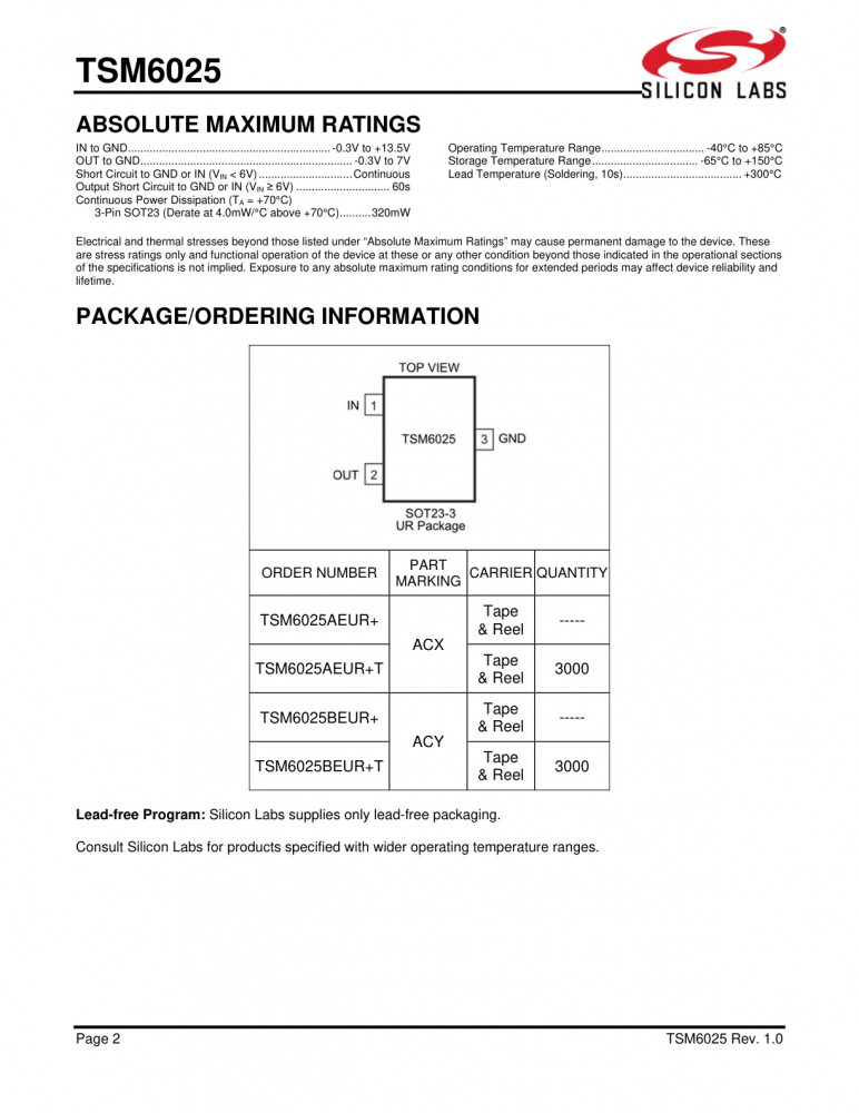 TSM6025 datasheet page 2