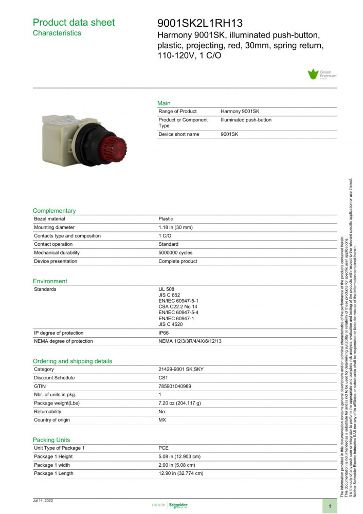 9001SK2L1RH13 technical document page 1