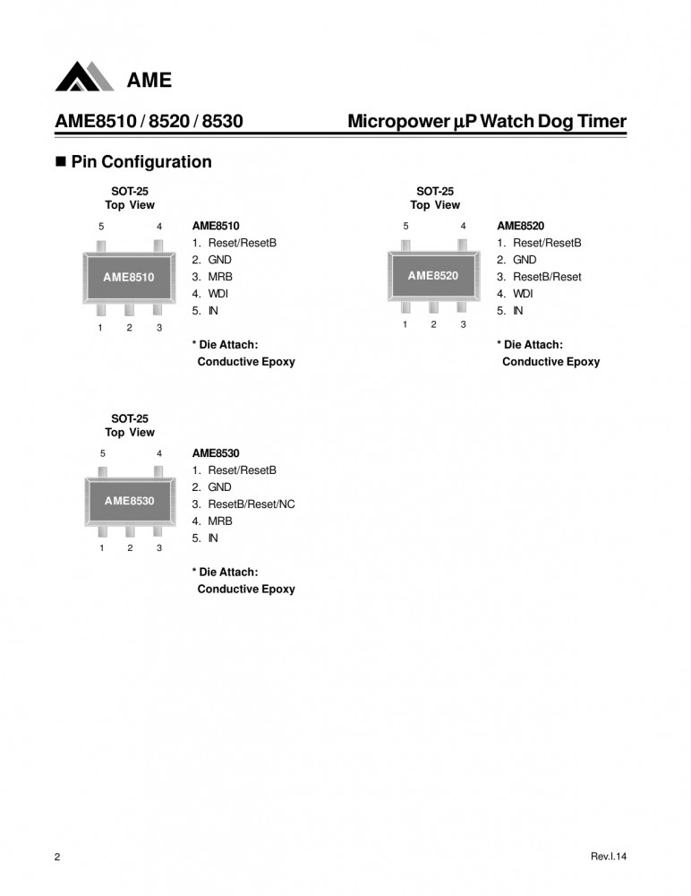 AME8510 datasheet page 2