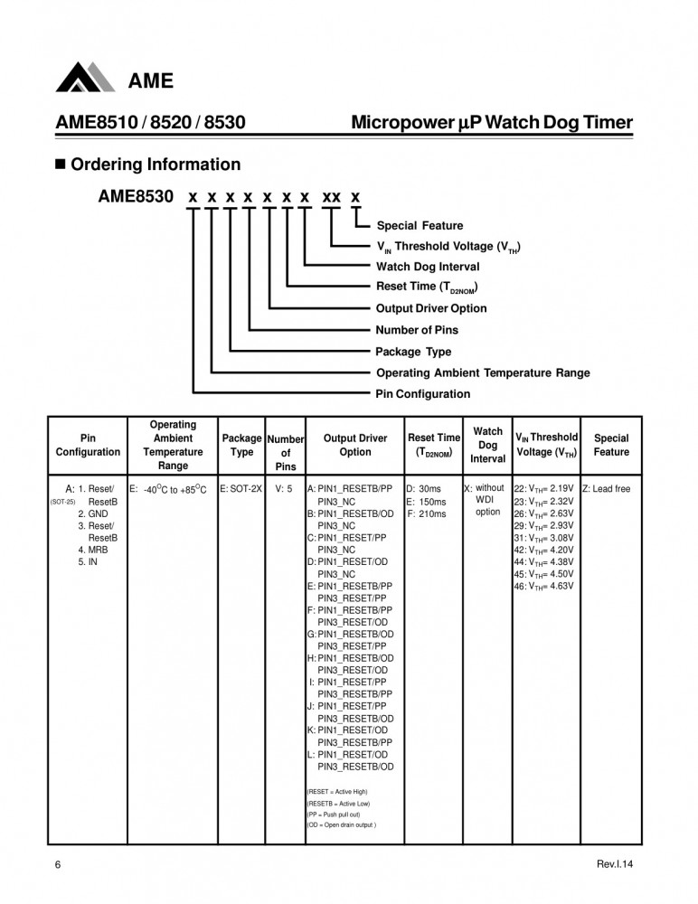 AME8510 datasheet page 6