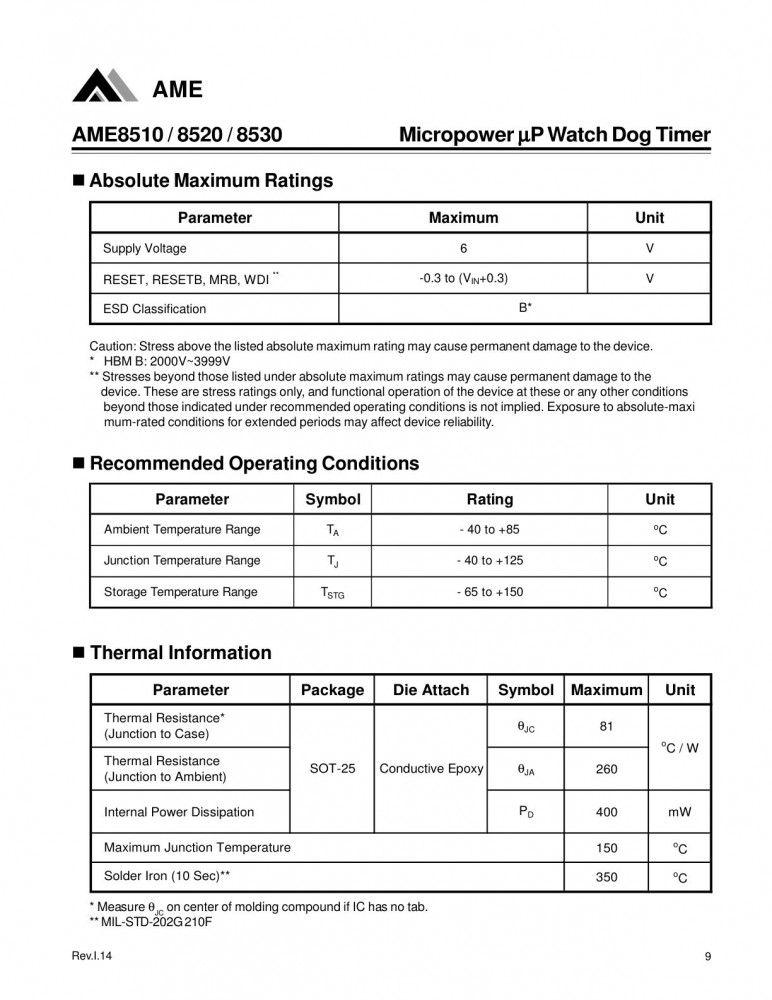AME8510 datasheet page 9