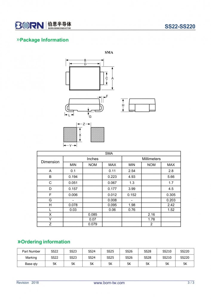 BORN SS220 SMA datasheet page 3