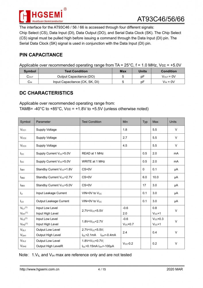 AT93C56M/TR datasheet page 4