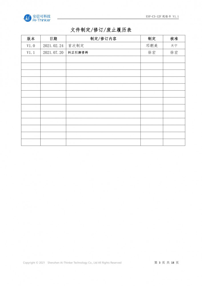 ESP-C3-12F datasheet page 3