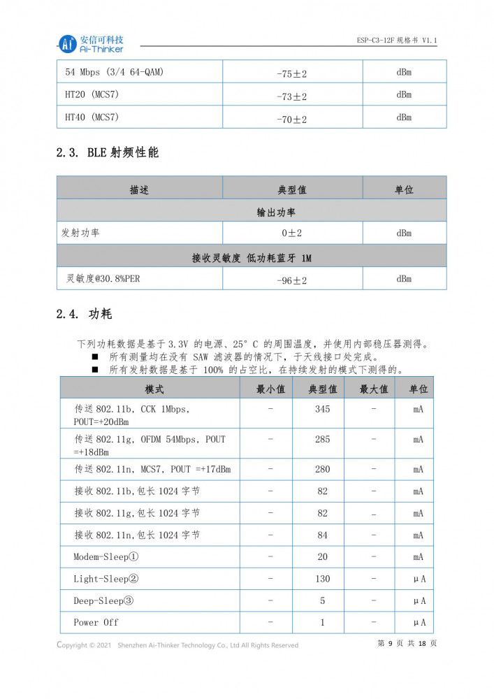 ESP-C3-12F datasheet page 9