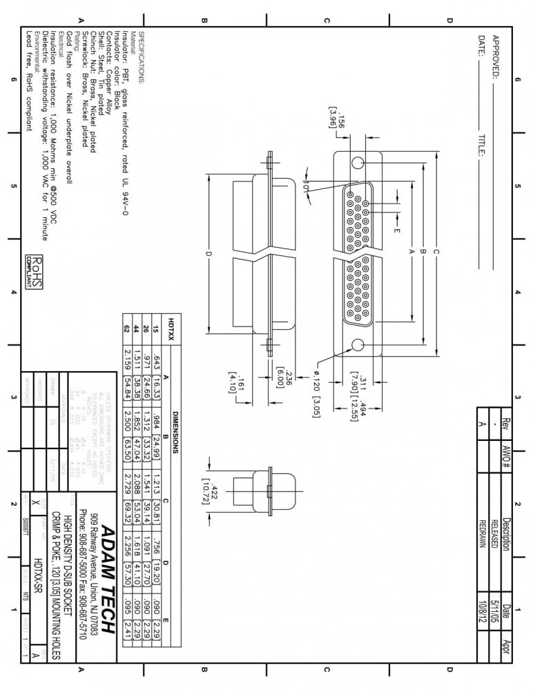 ADAM TECH HDT26-SR technical drawing preview