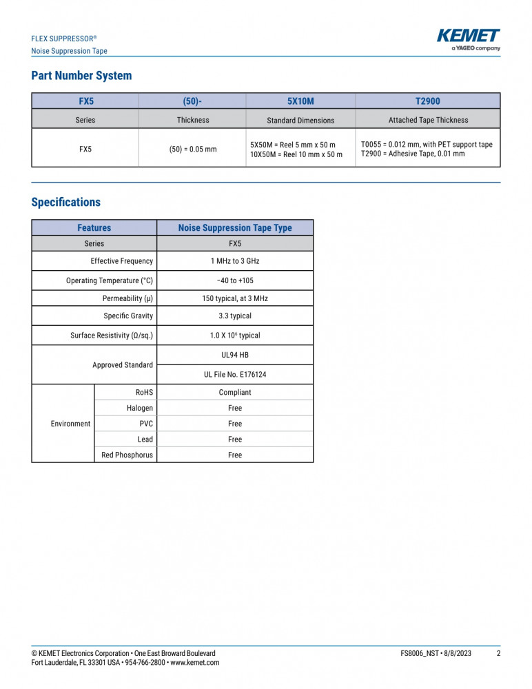 KEMET FX5 datasheet page 2