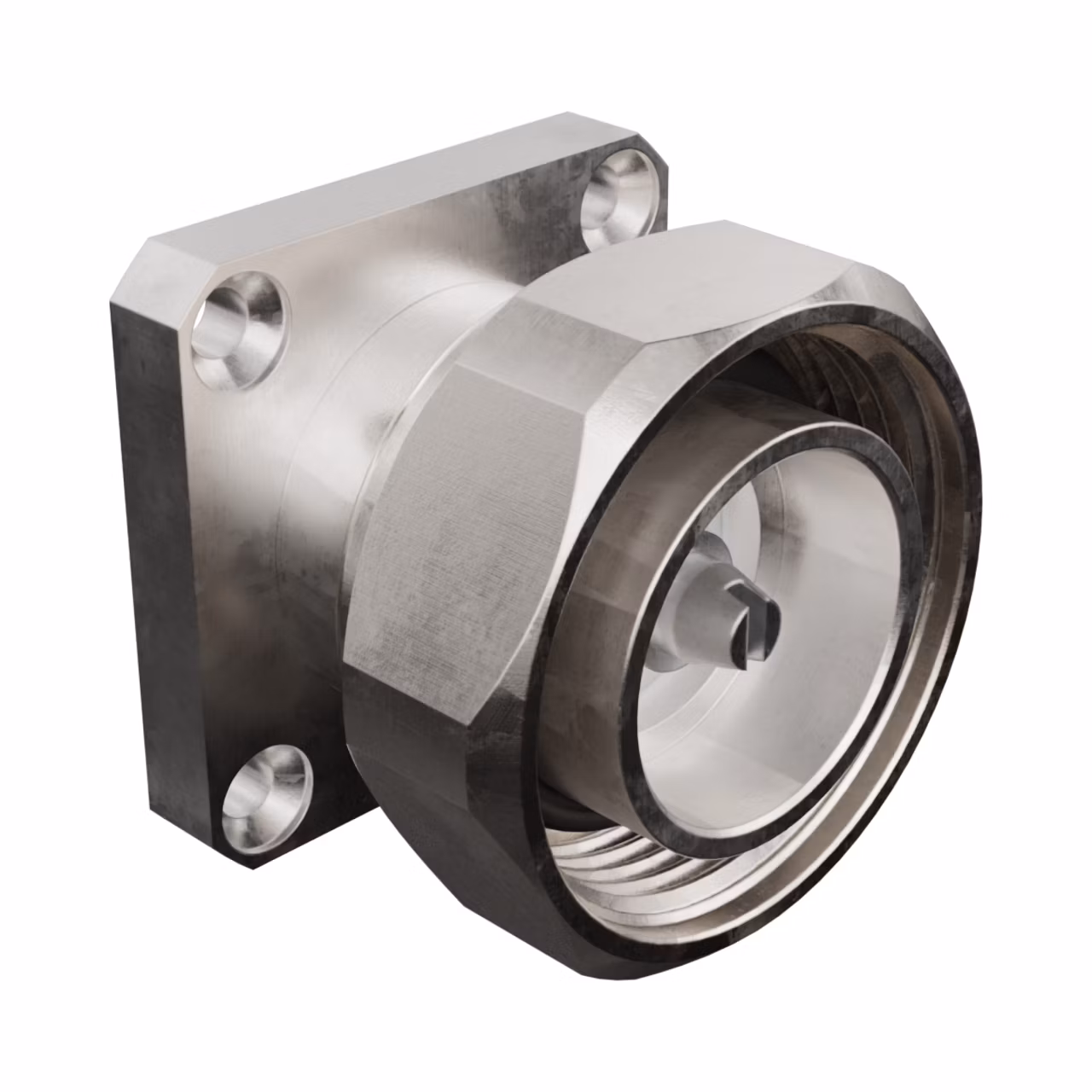 DIN 7/16 Plug, Straight, 4-Hole Flange Mount, IP68, One Piece Per Carton, 50 Ohms for sale