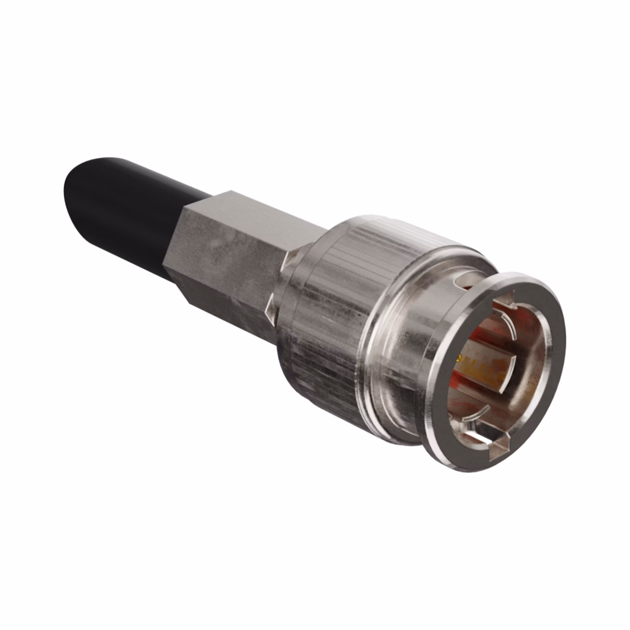 Mini-BNC, Plug, Straight, Crimp, 734A Cable, Brass Body, Nickel (Ni) Plated, Tray, 75 Ohms for sale