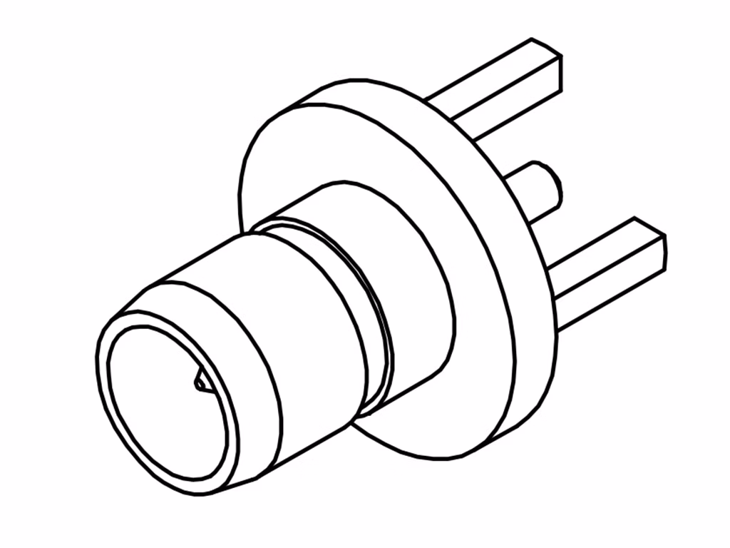 BMA Jack, Straight, 4-Hole Flange Mount, Candlestick Contact, 17.91mm Length, Passivated Stainless Steel, 50 Ohms