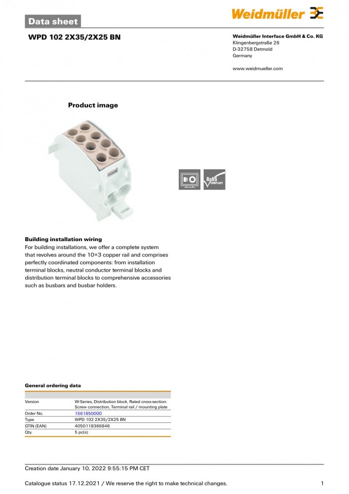 WPD 102 technical document page 1