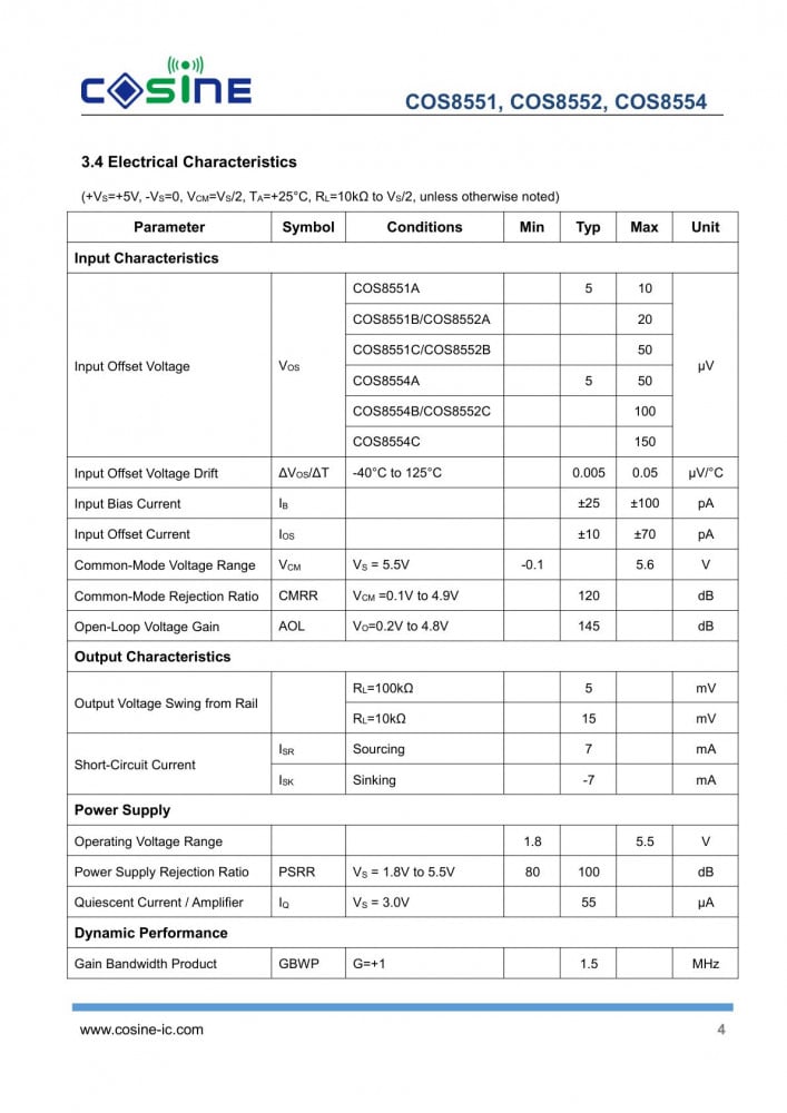 COS8554 datasheet page 4