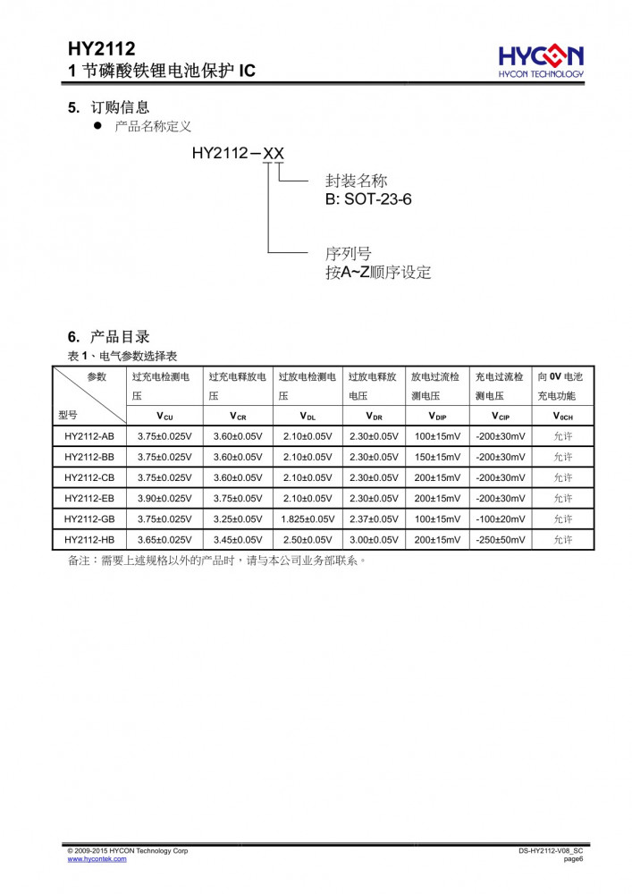 HY2112 datasheet page 6